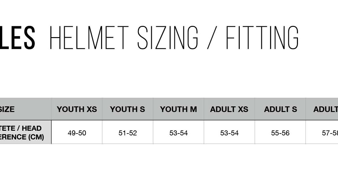 SHOT SIZING CHART guide taile- HELMETS | LES TROIS ROUX BMX SHOP